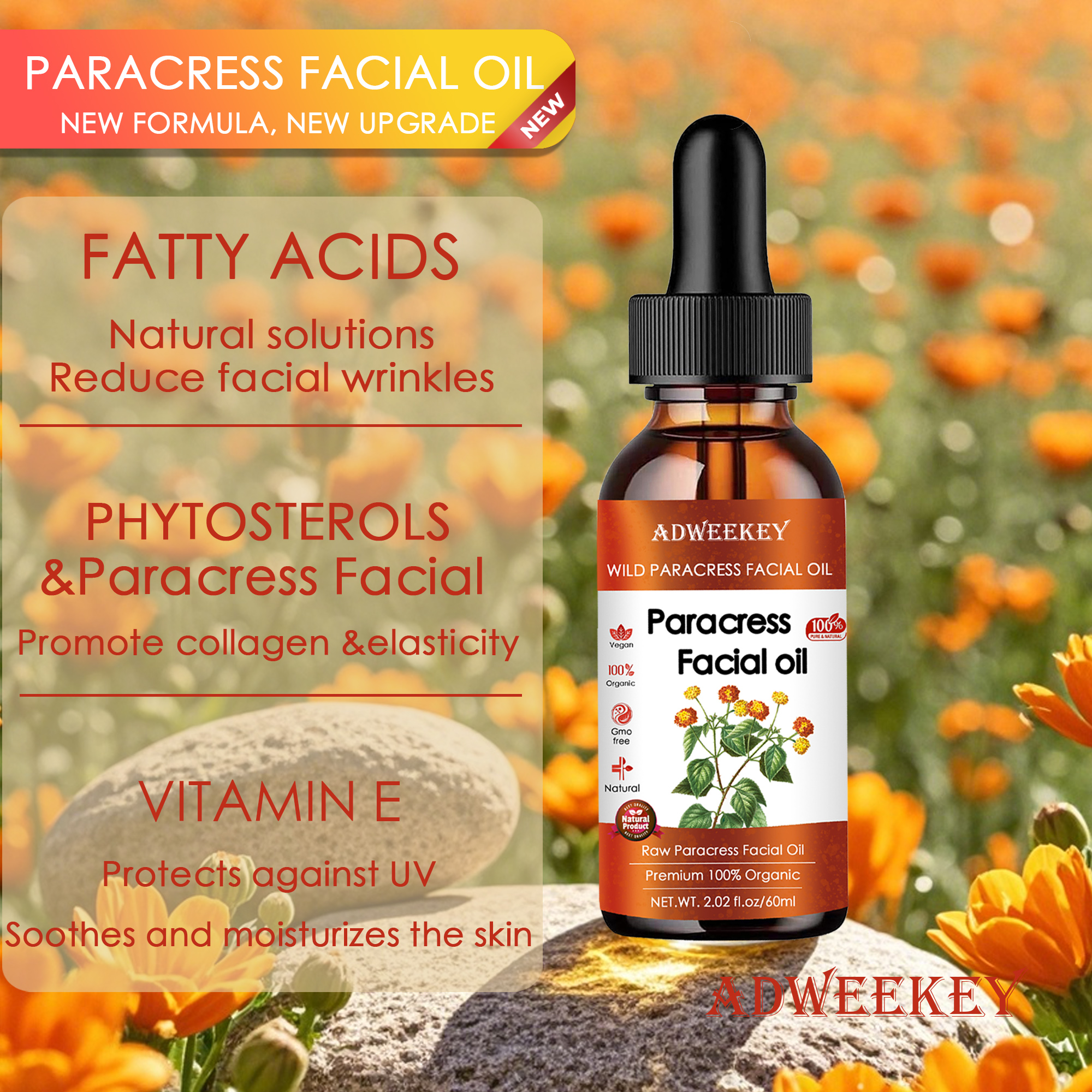 100% Pure Organic Paracress Facial Oil – Anti-Aging Moisturizing ...